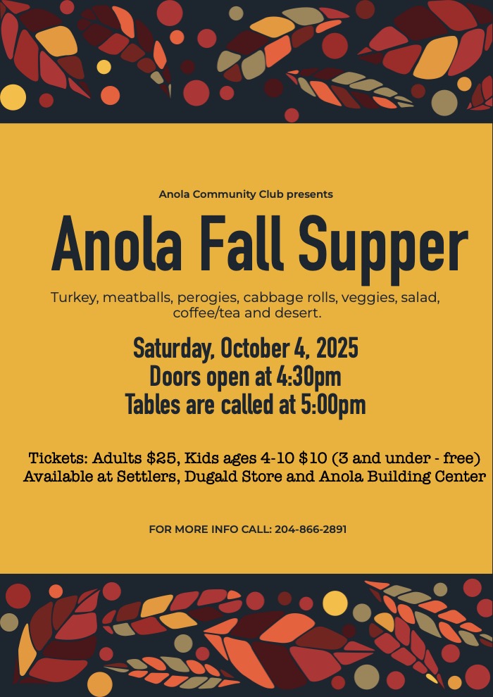 2025 Oct 4 – Anola Fall Supper – Manitoba Fall Suppers