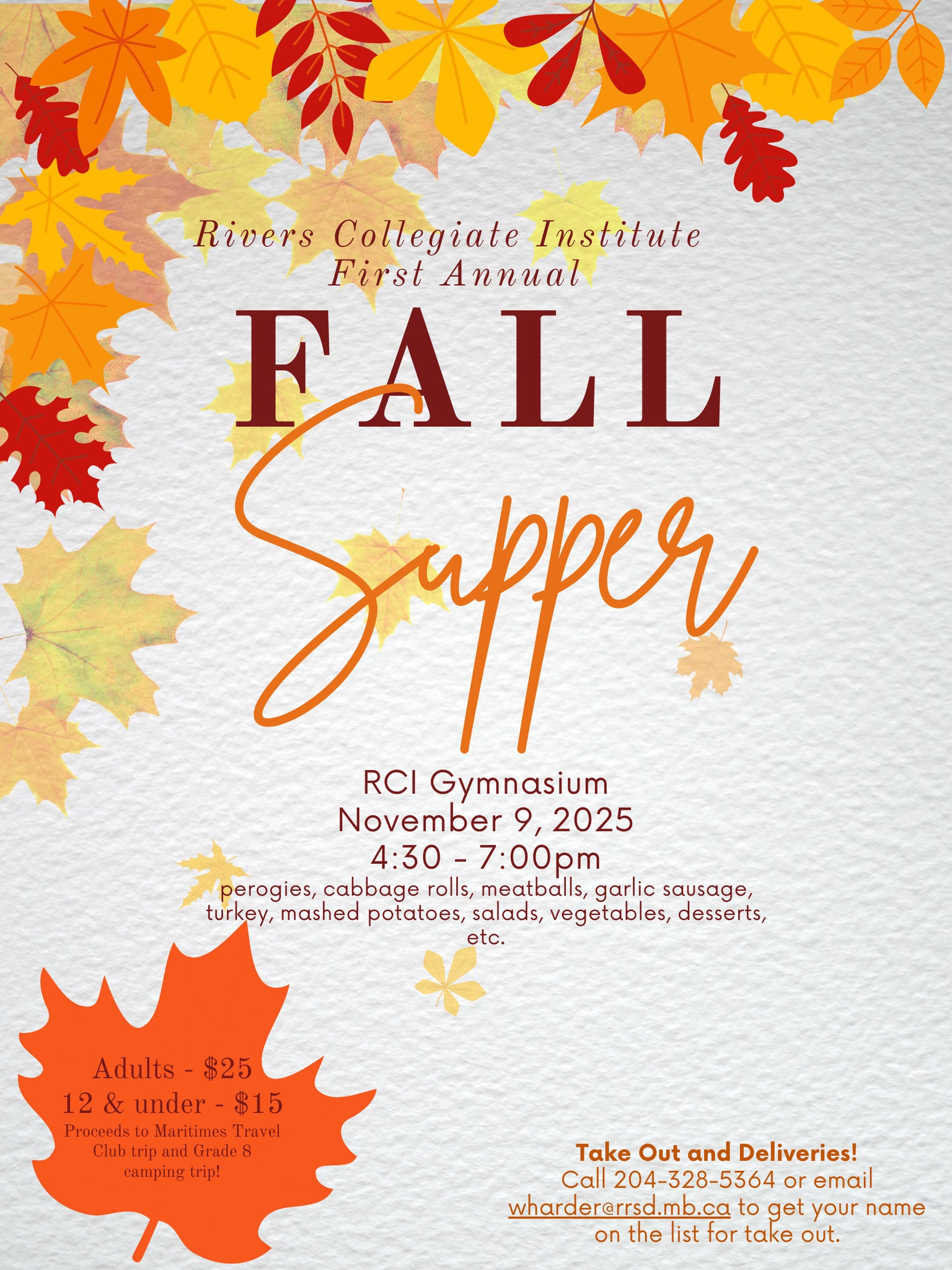 2025 Nov 9 – Rivers Collegiate Fall Supper – Manitoba Fall Suppers
